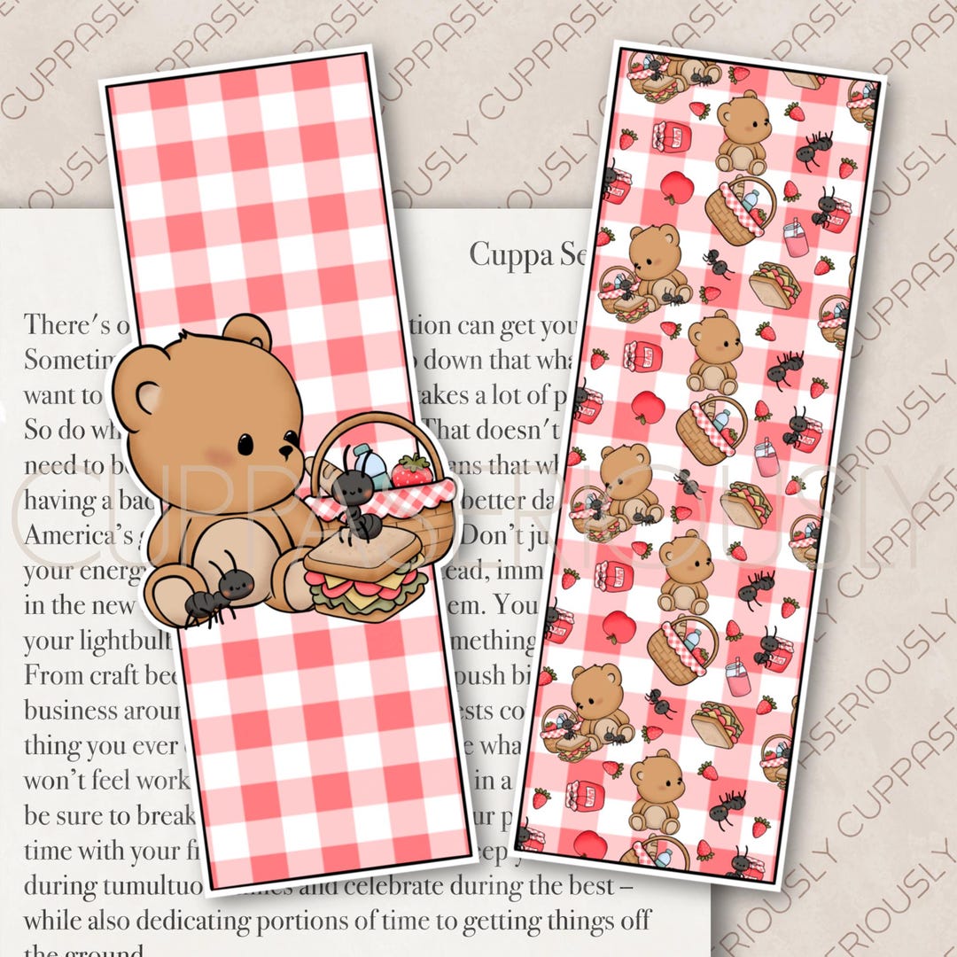 Teddy Bear Picnic Bookmarks | Illustrated Bookmarks | Kawaii Bookmarks ...