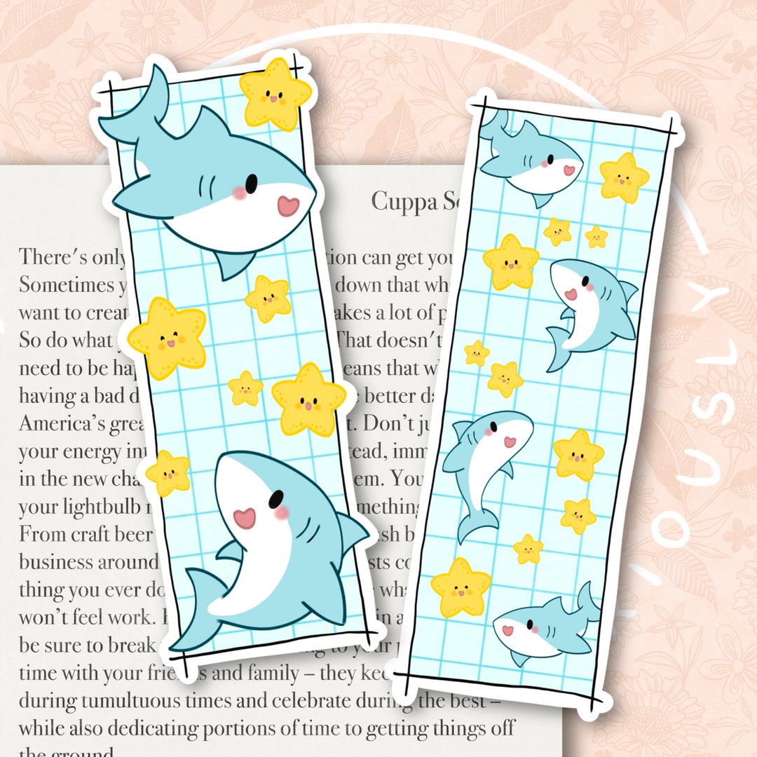 Shark Star Bookmark Illustrated Bookmarks Spring Bookmarks Cosy ...