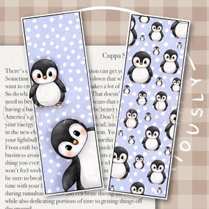 Penguin Snowy Bookmark | Cute Bookmarks | Illustrated Bookmarks | Christmas | Winter Bookmarks ...
