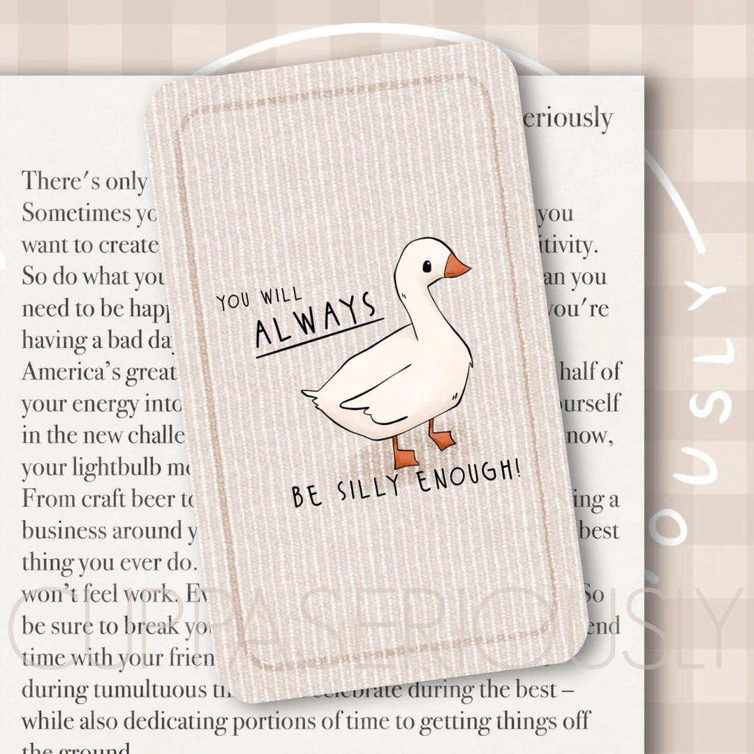 Silly Goose Bookmark: Illustrated Art Print, Cosy Gift - Etsy