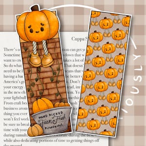 Pumpkin Cute Bookmarks | Illustrated Bookmarks | Autumnal Bookmarks ...