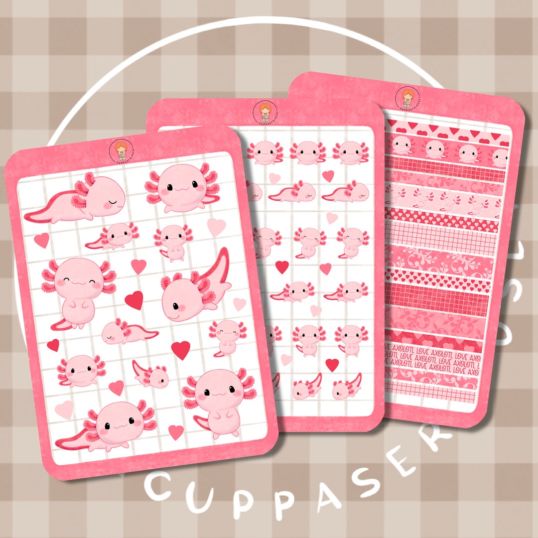 Axolotl Sticker Sheet | Bullet Journal Stickers, Planner Stickers ...
