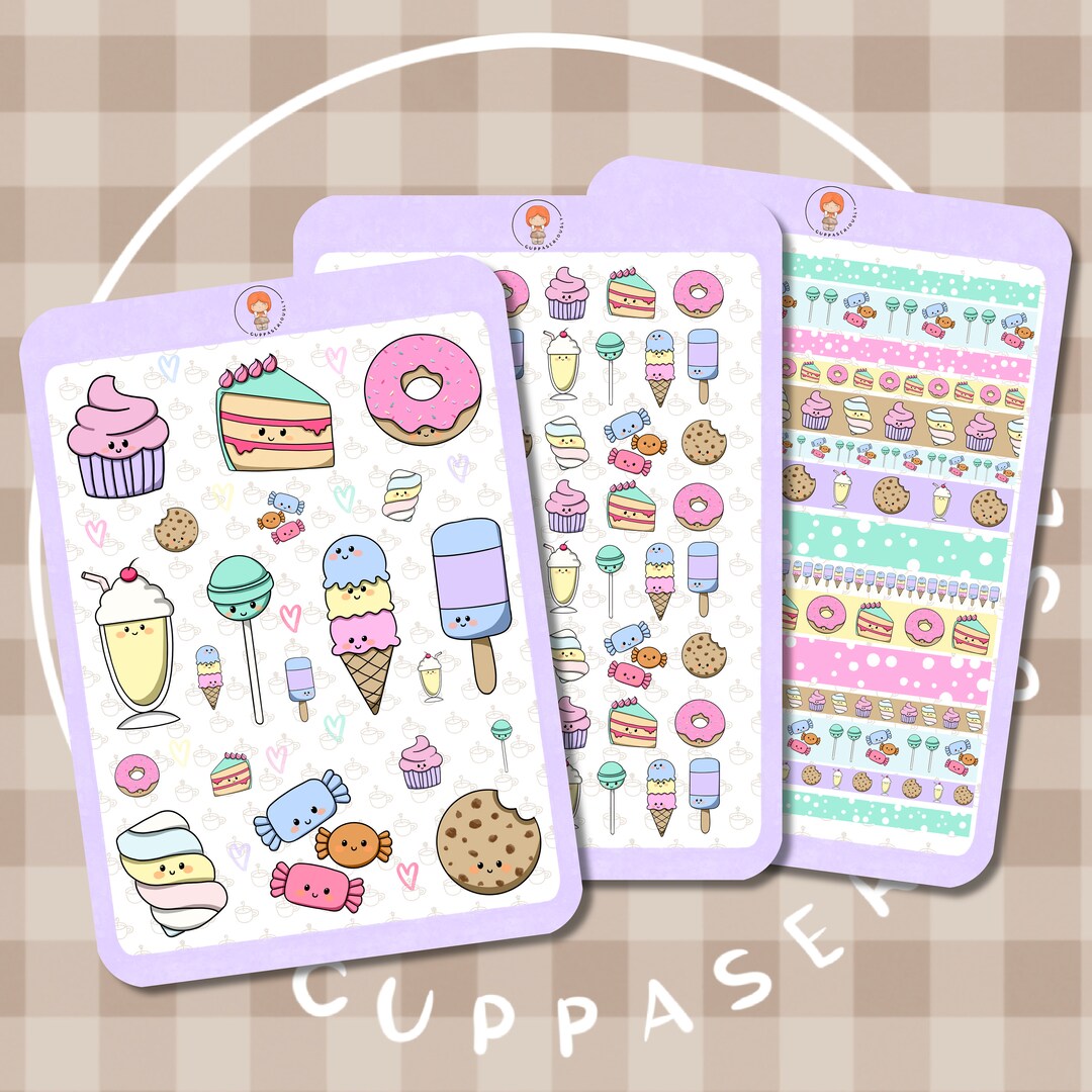 Sweets Cakes Sticker Sheet | Bullet Journal Stickers, Planner Stickers ...