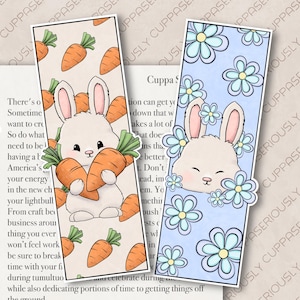 Bunny Rabbit Carrot Bookmarks | Illustrated Bookmarks | Bookmarks ...