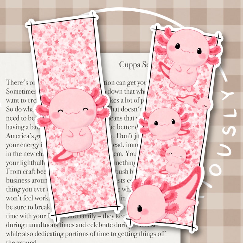 Axolotl Bookmarks Illustrated Bookmarks Cosy Bookmarks - Etsy