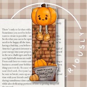 Pumpkin Cute Bookmarks | Illustrated Bookmarks | Autumnal Bookmarks ...