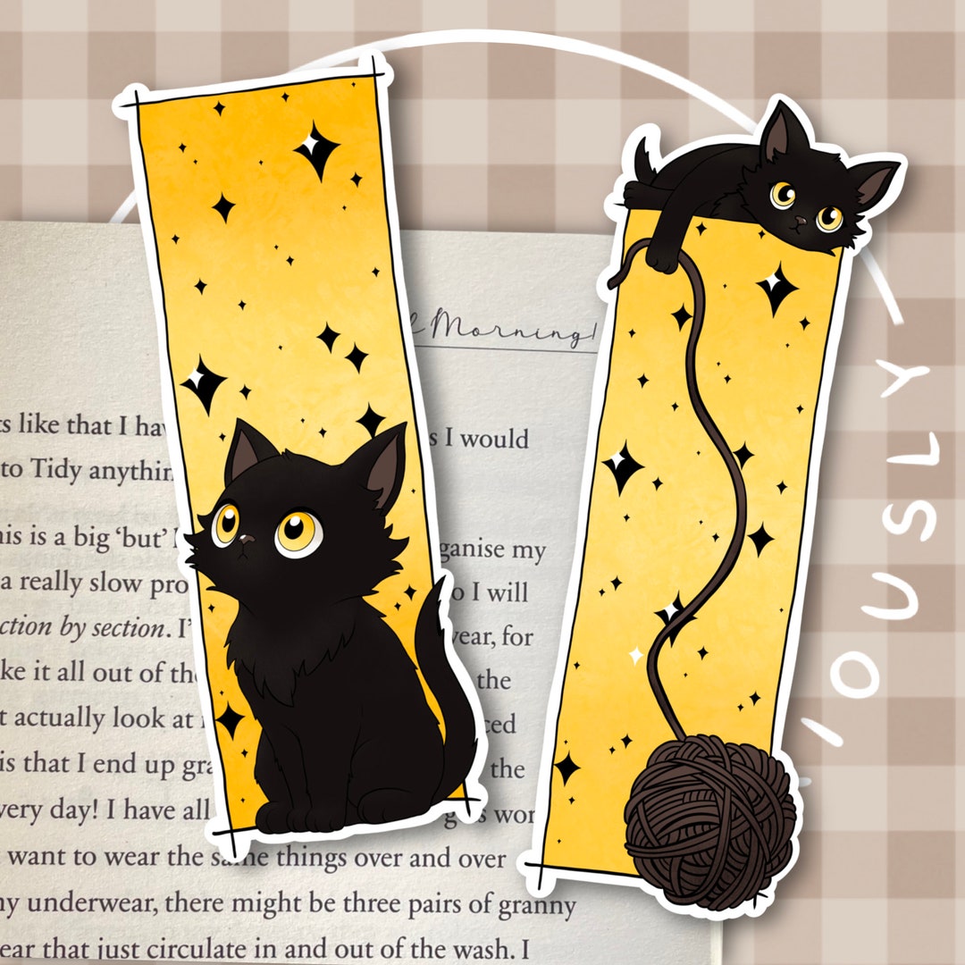 Black Cat Kitten Bookmarks Illustrated Bookmarks Bookmarks Cosy ...