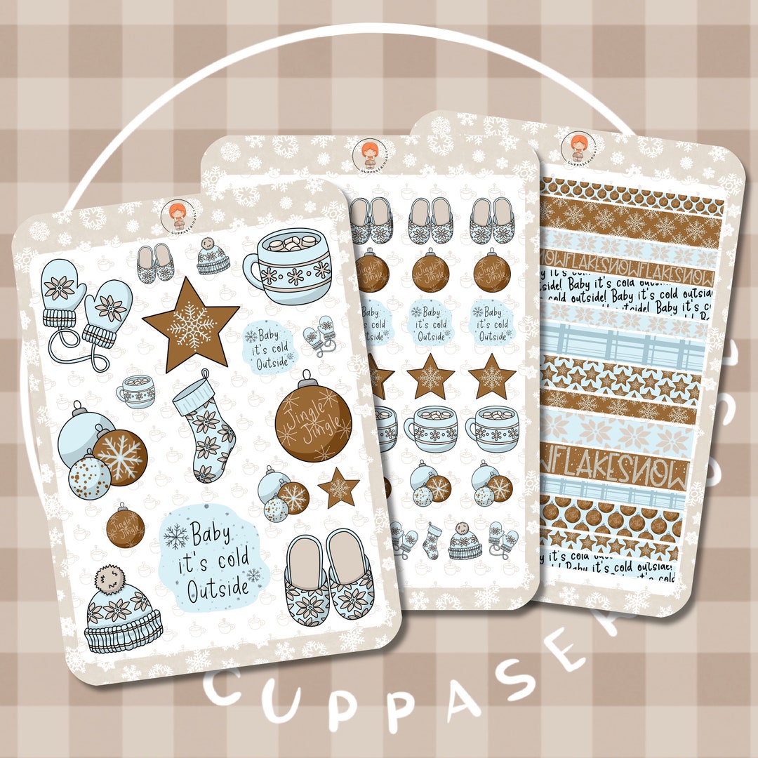 Christmas Festive Stickers | Baubles Stars | Winter Sticker Set | Washi ...