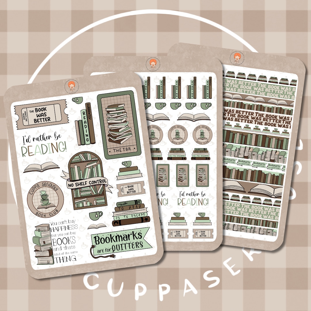 Reading Book Sticker Sheet | Bullet Journal Stickers, Planner Stickers ...