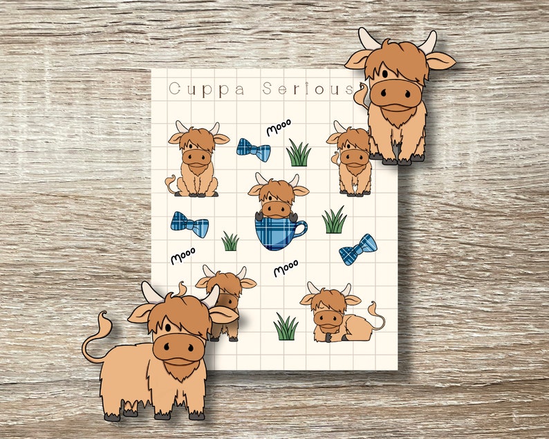 Highland Cow Sticker Sheet Bullet Journal Stickers Planner - Etsy