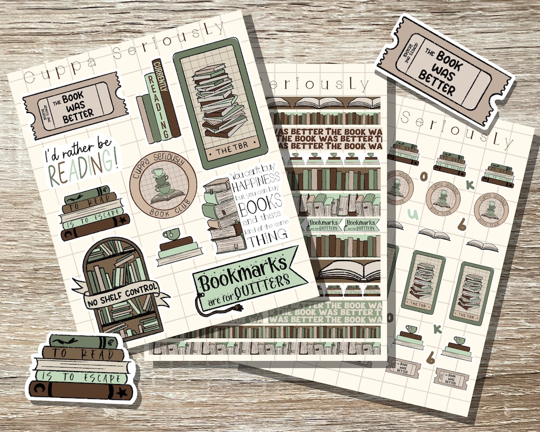 Reading Book Sticker Sheet Bullet Journal Stickers, Planner Stickers ...