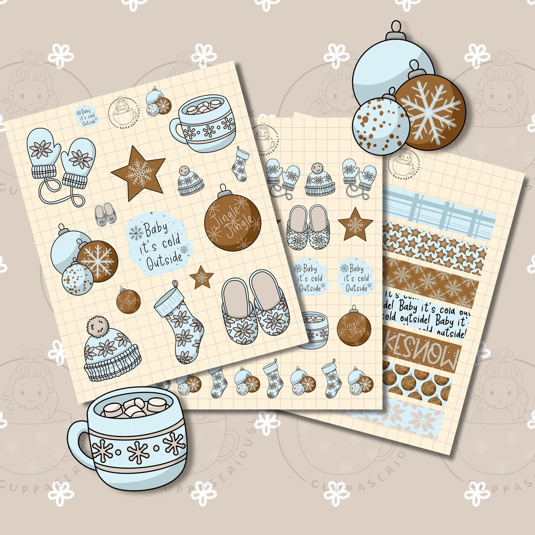 Christmas Festive Stickers Baubles Stars Winter Sticker - Etsy