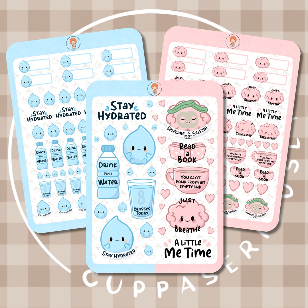 Selfcare, Mental Health, Hydrate Sticker Sheets & Diecuts Bullet ...