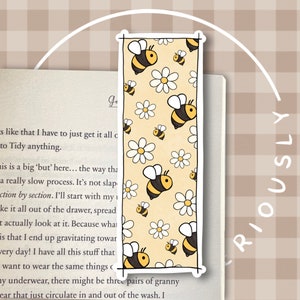 Bumble Bee Bookmark Illustrated Bookmarks Spring Summer Bookmarks Cosy ...