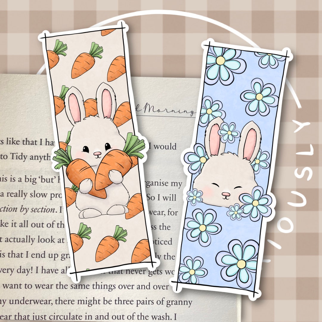 Bunny Rabbit Carrot Bookmarks Illustrated Bookmarks Bookmarks Cosy ...