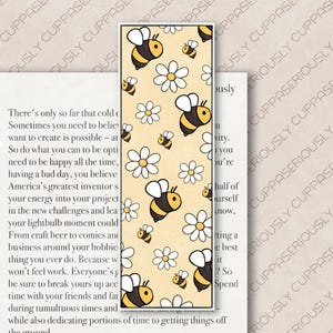 Bumble Bee Bookmark | Illustrated Bookmarks | Spring Summer Bookmarks ...