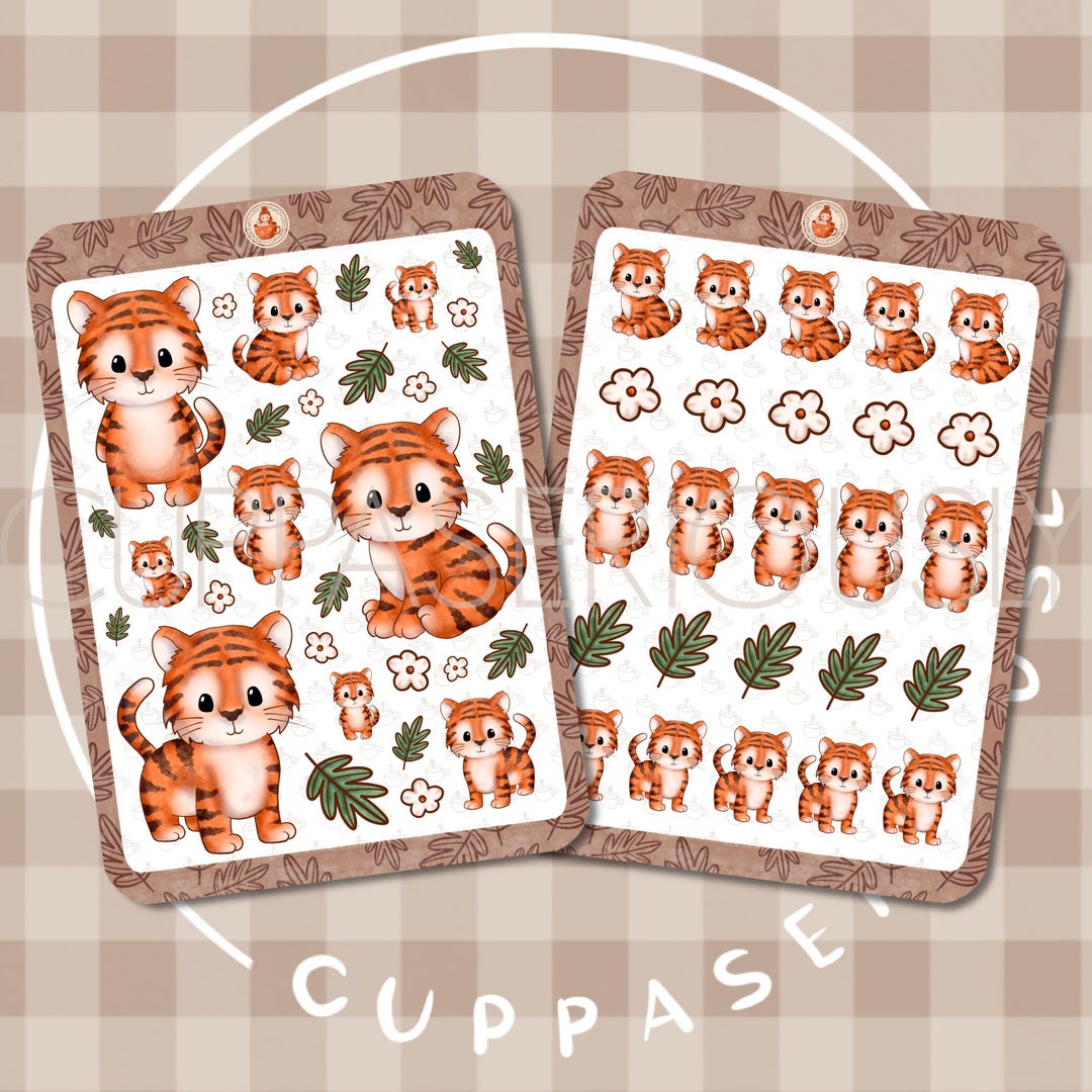 Tiger Sticker Sheets | Animal Stickers | Planner Sticker Set | Cosy ...
