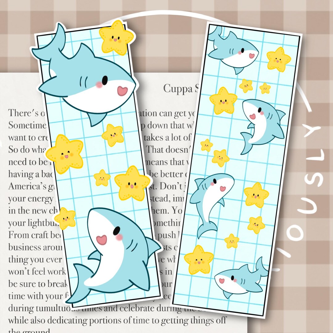 Shark Star Bookmark | Illustrated Bookmarks | Spring Bookmarks | Cosy ...