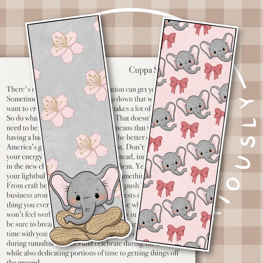 Elephant Bookmarks | Illustrated Bookmarks | Peanuts Sakura Bookmarks ...