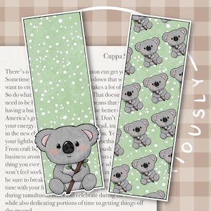 Koala Bookmarks | Illustrated Bookmarks | Bear Bamboo Bookmarks | Cosy ...
