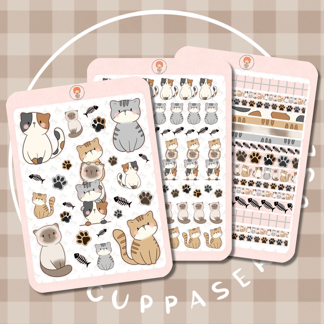 Kitty Cat Sticker Sheet | Bullet Journal Stickers, Planner Stickers ...