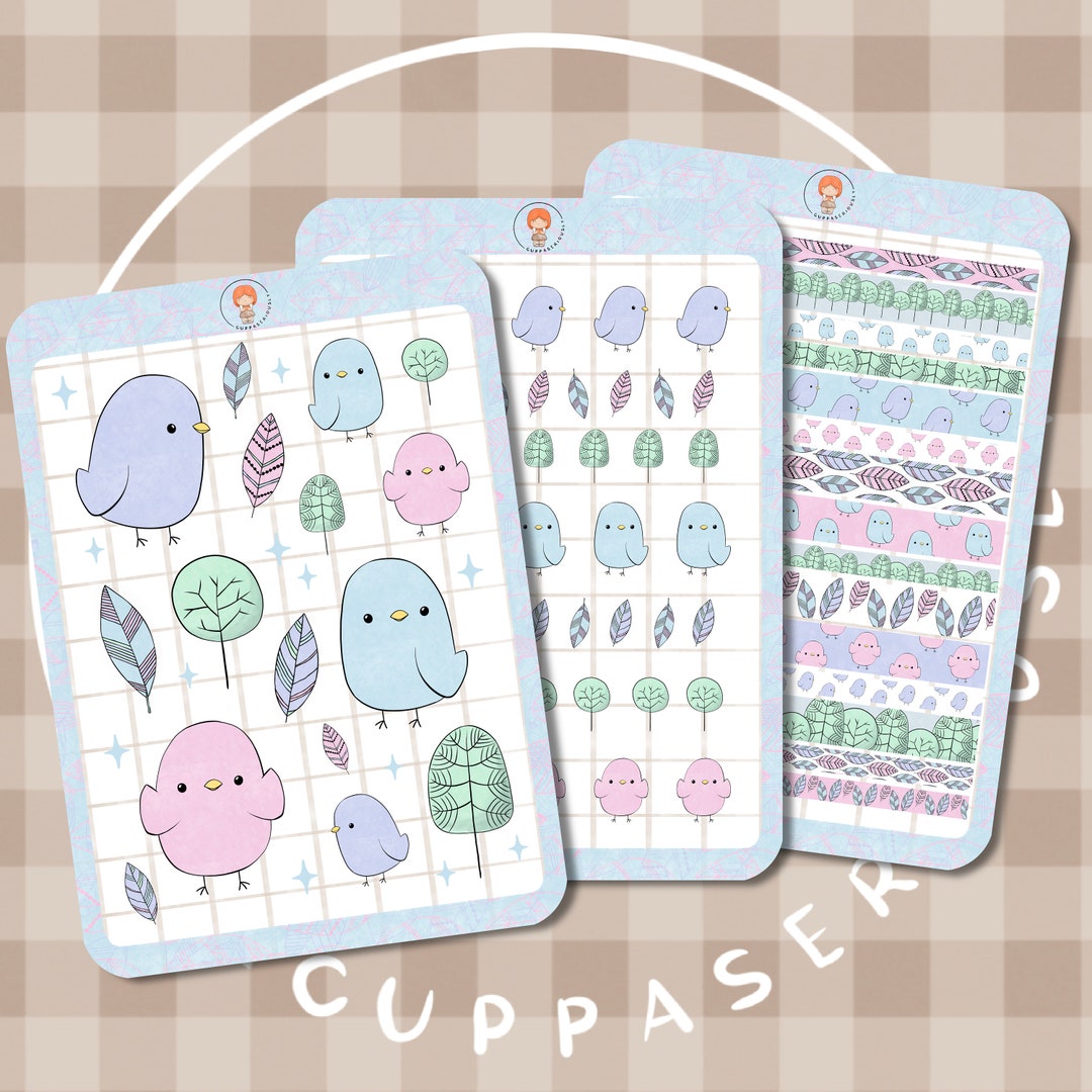 Bird Spring Stickers | Sticker Sheets | Planner Stickers | Illustration ...