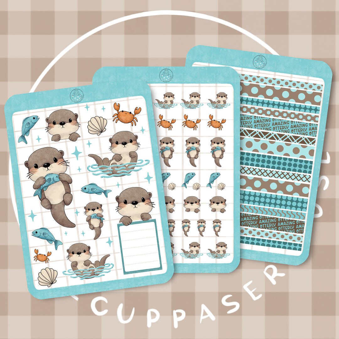 New Otter Stickers | Sticker Sheets | Planner Stickers | Illustration ...