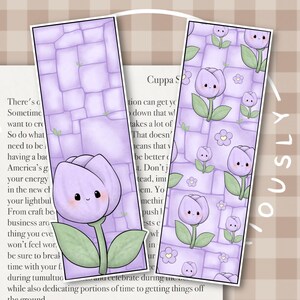Purple Tulip Bookmark Illustrated Bookmarks Spring Bookmarks Cosy ...