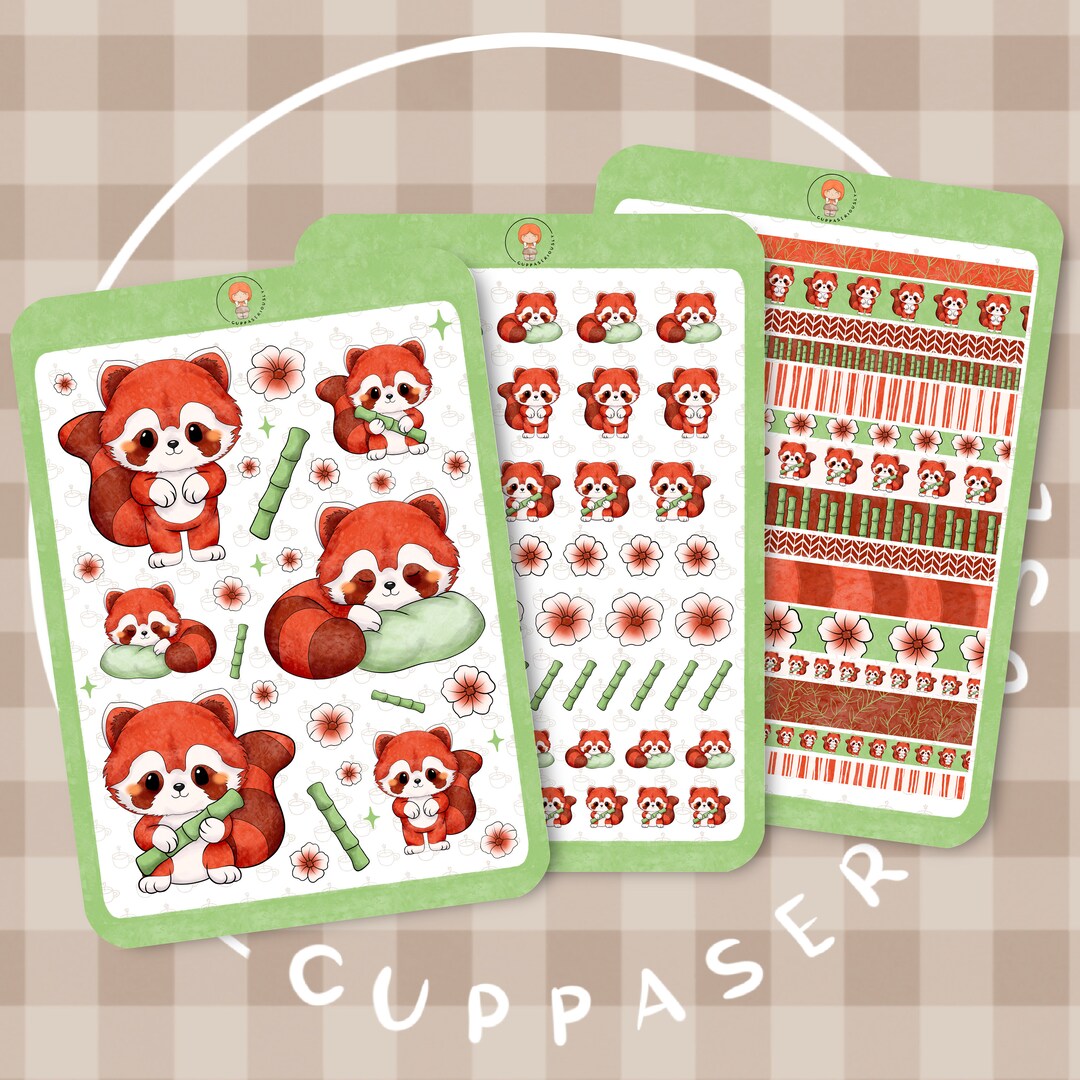Red Panda Sticker Sheet Bullet Journal Stickers, Planner Stickers ...