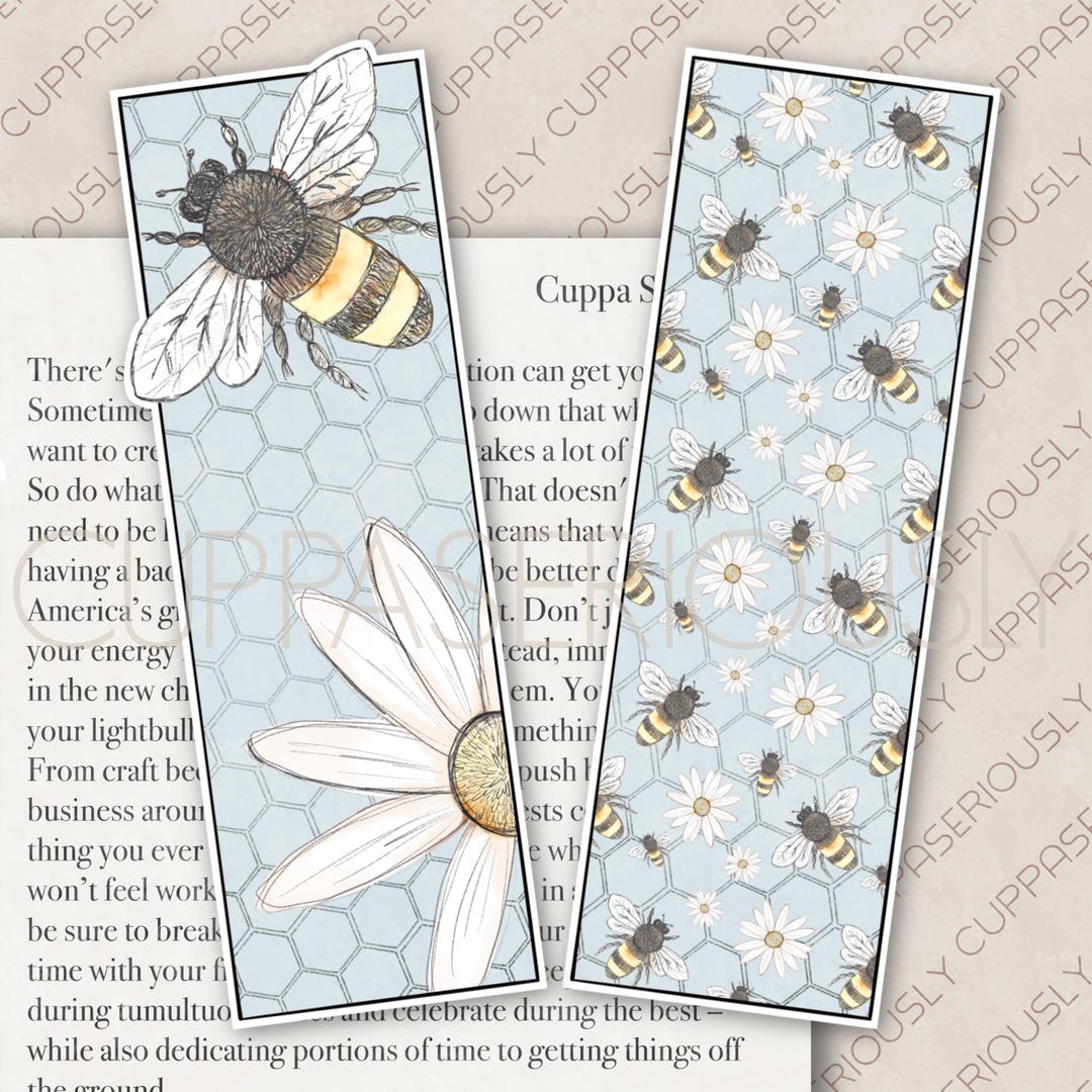 Watercolour Bee Bookmarks Illustrated Bookmarks New Year Bookmarks Cosy ...