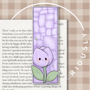 Purple Tulip Bookmark Illustrated Bookmarks Spring Bookmarks Cosy ...