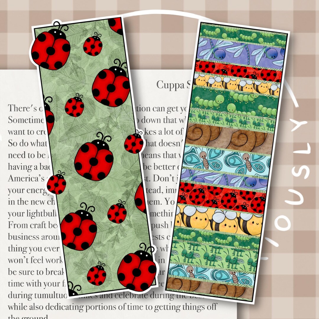 Ladybug Insect Bookmark Illustrated Bookmarks Spring Bookmarks Cosy ...