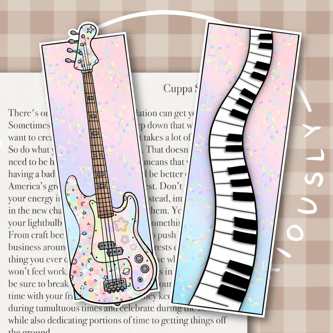 Piano Music Guitar Bookmarks | Illustrated Bookmarks | Music Bookmarks ...