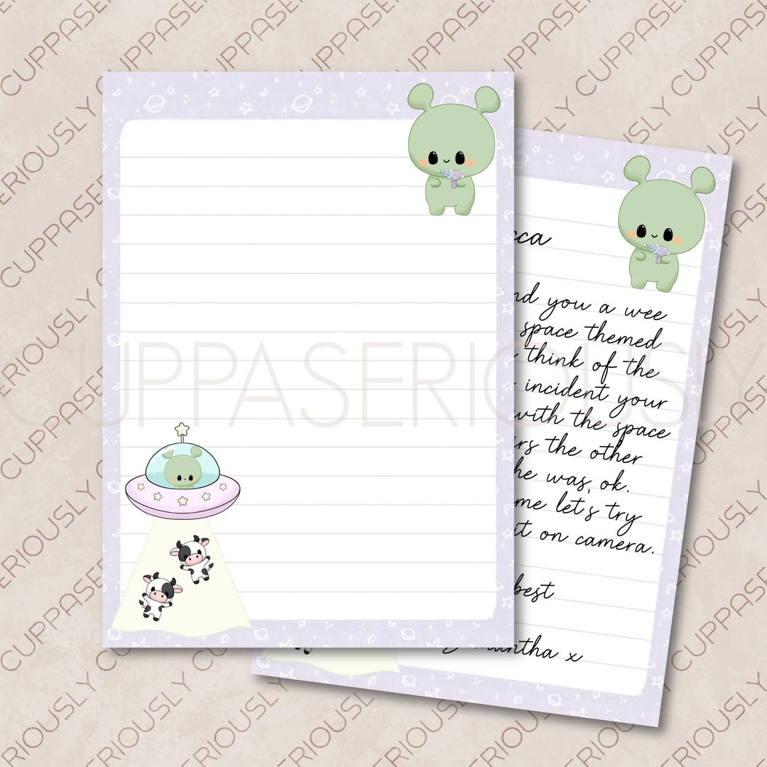 Alien UFO Writing Paper | A5 Lined Paper | 5 Sheets | Letter Writing ...