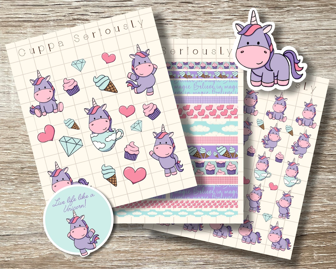 Unicorn Sticker Sheet Bullet Journal Stickers, Planner Stickers ...