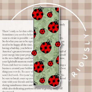 Ladybug Insect Bookmark Illustrated Bookmarks Spring Bookmarks Cosy ...
