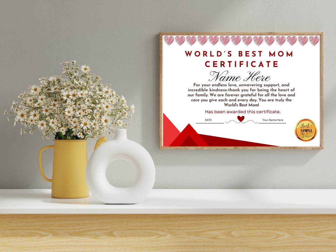 Printable Mother’s Day Certificate | World's Best Mom Award | Instant ...