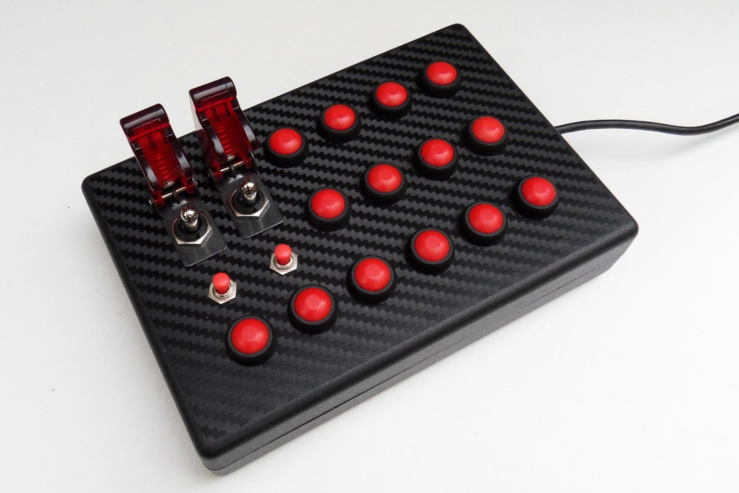 BBJ Sim Racing PC USB 'baby Pro' 18 Function Button Box Red/carbon - Etsy