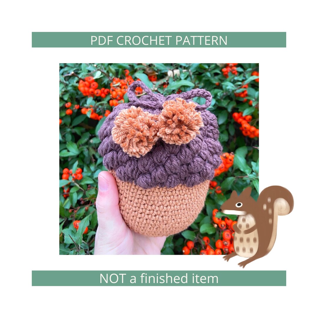 Crochet Drawstring Acorn Bag Pdf Pattern Forage Bag Dice Bag - Etsy