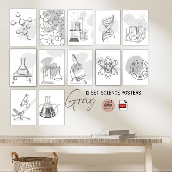 GRAY Science Classroom Decor Printable Poster Set of 12 - Etsy