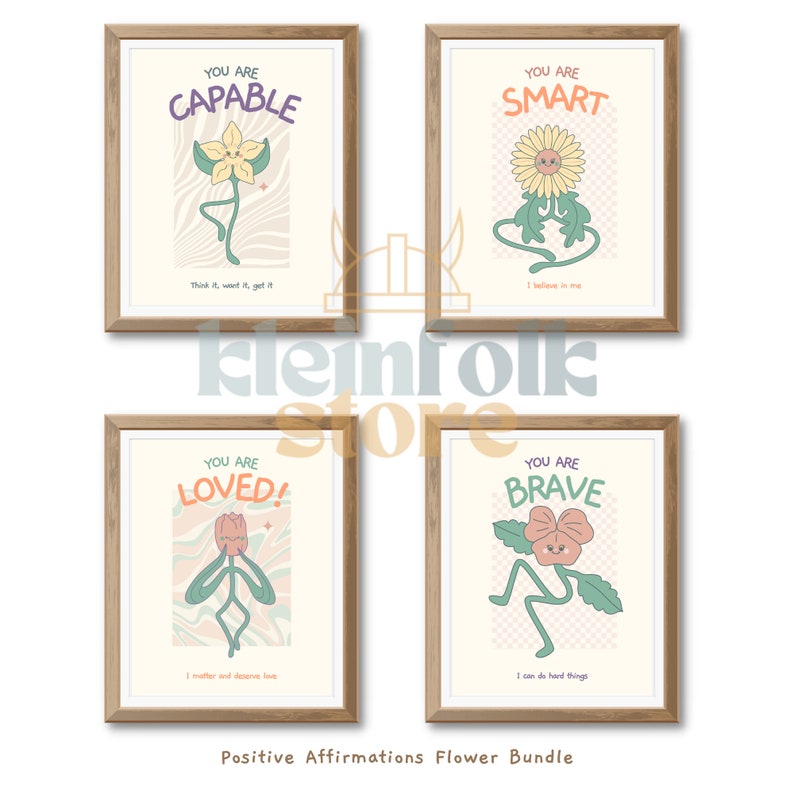 Positive Affirmation Posters flower Power Happy Classroom Decor, Kids ...