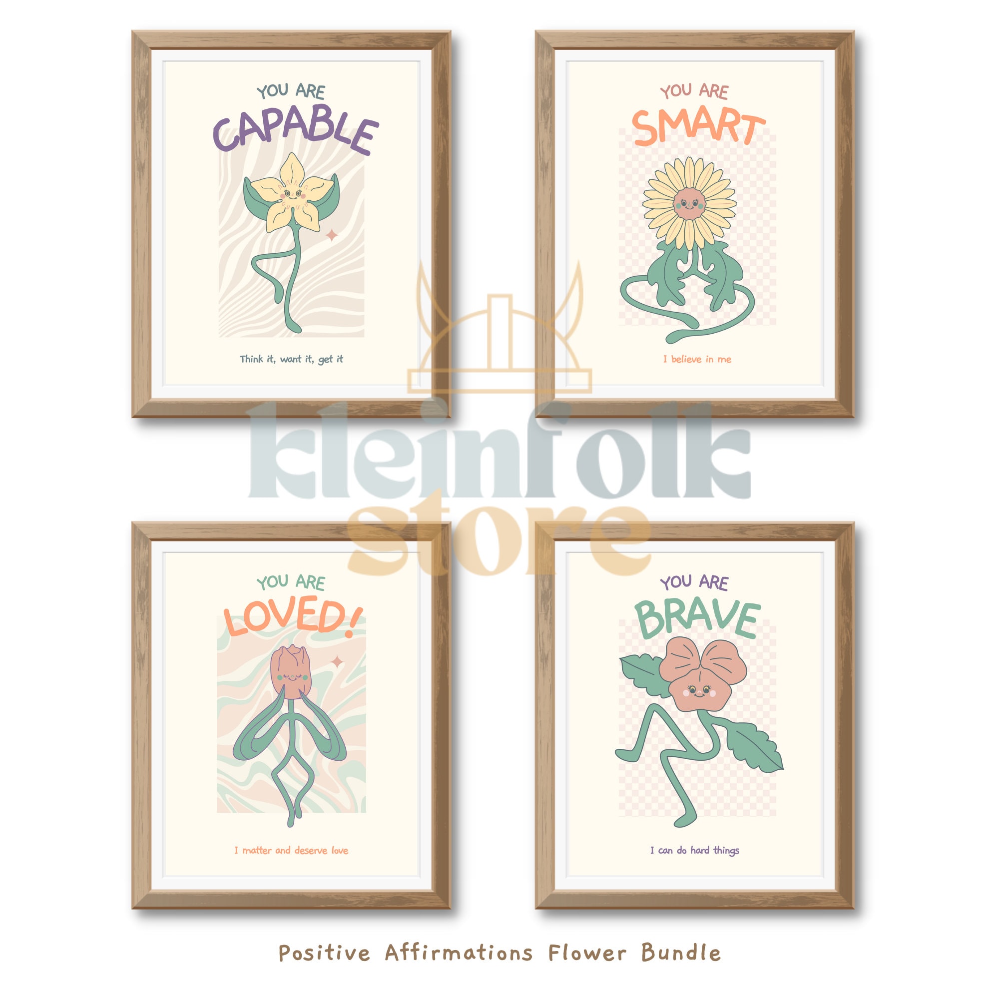 Positive Affirmation Posters flower Power Happy Classroom - Etsy