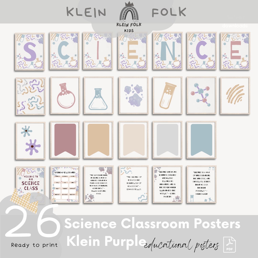Science Classroom Poster 26 Set KLEIN PURPLE THEME - Etsy