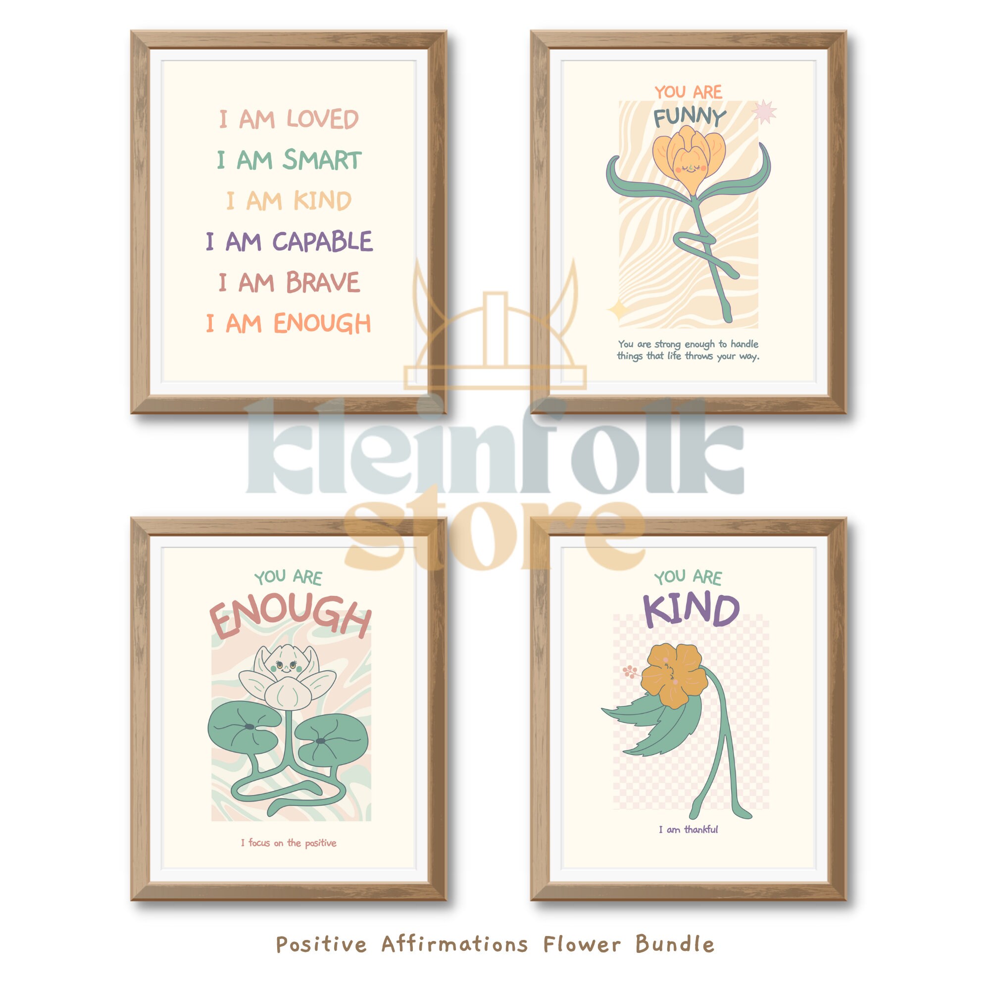 Positive Affirmation Posters flower Power Happy Classroom - Etsy