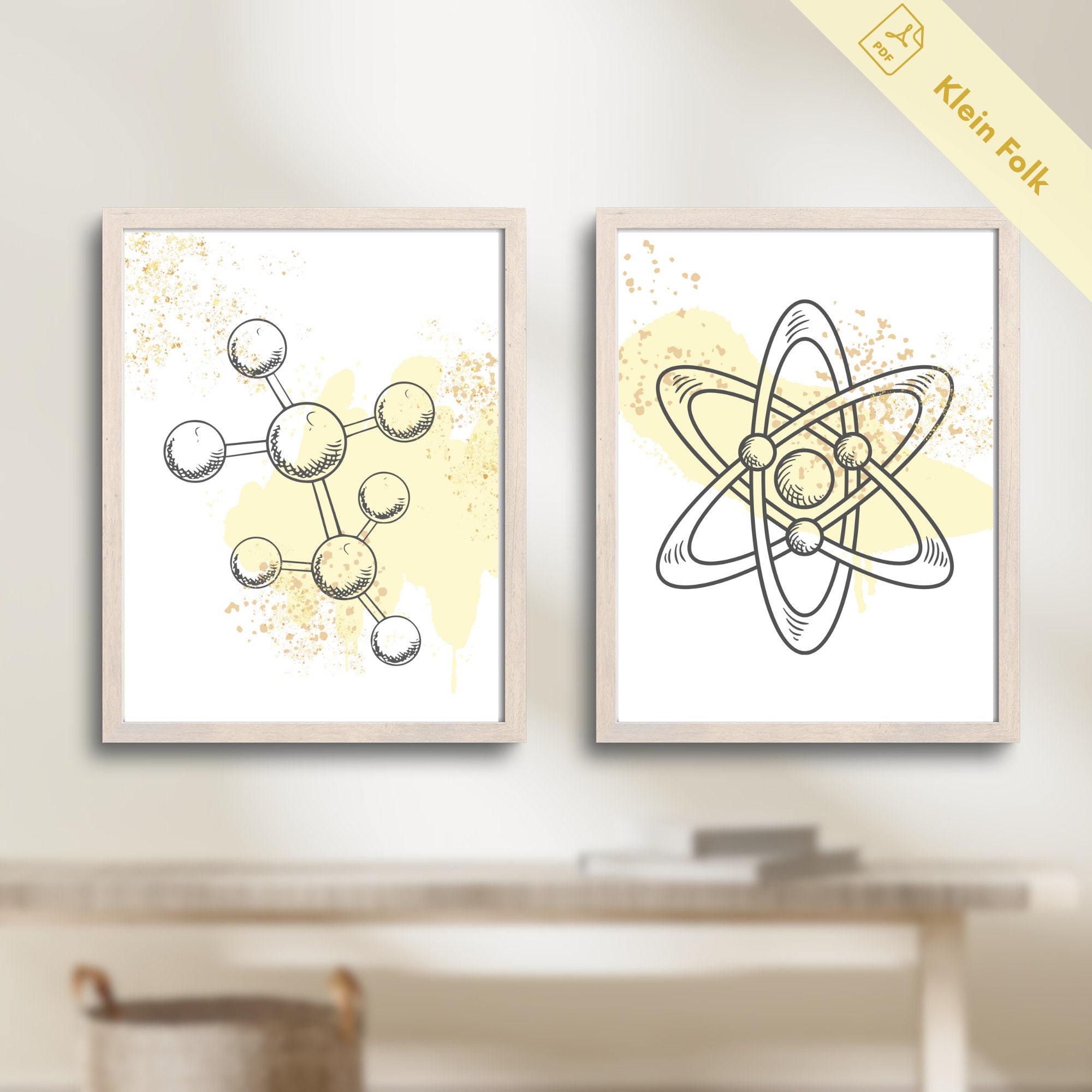 Gold Minimal Science Classroom Decor Printable Poster Set of 12 Perfect ...
