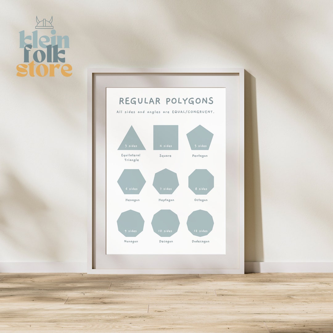 Regular Polygons Math Printable Poster, Educational Wall Art, Math ...
