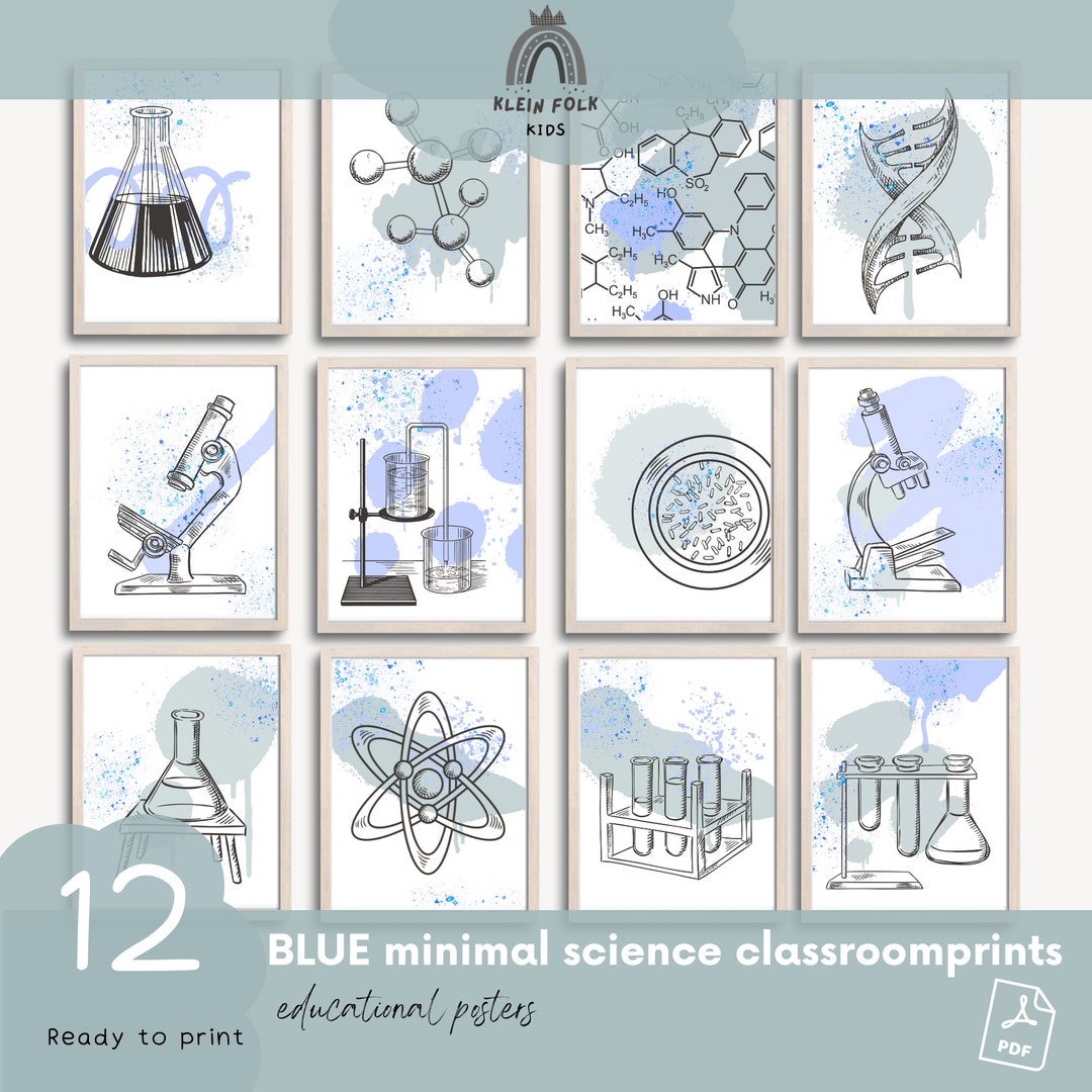 BLUE Science Classroom Decor Printable Poster Set of 12 - Etsy