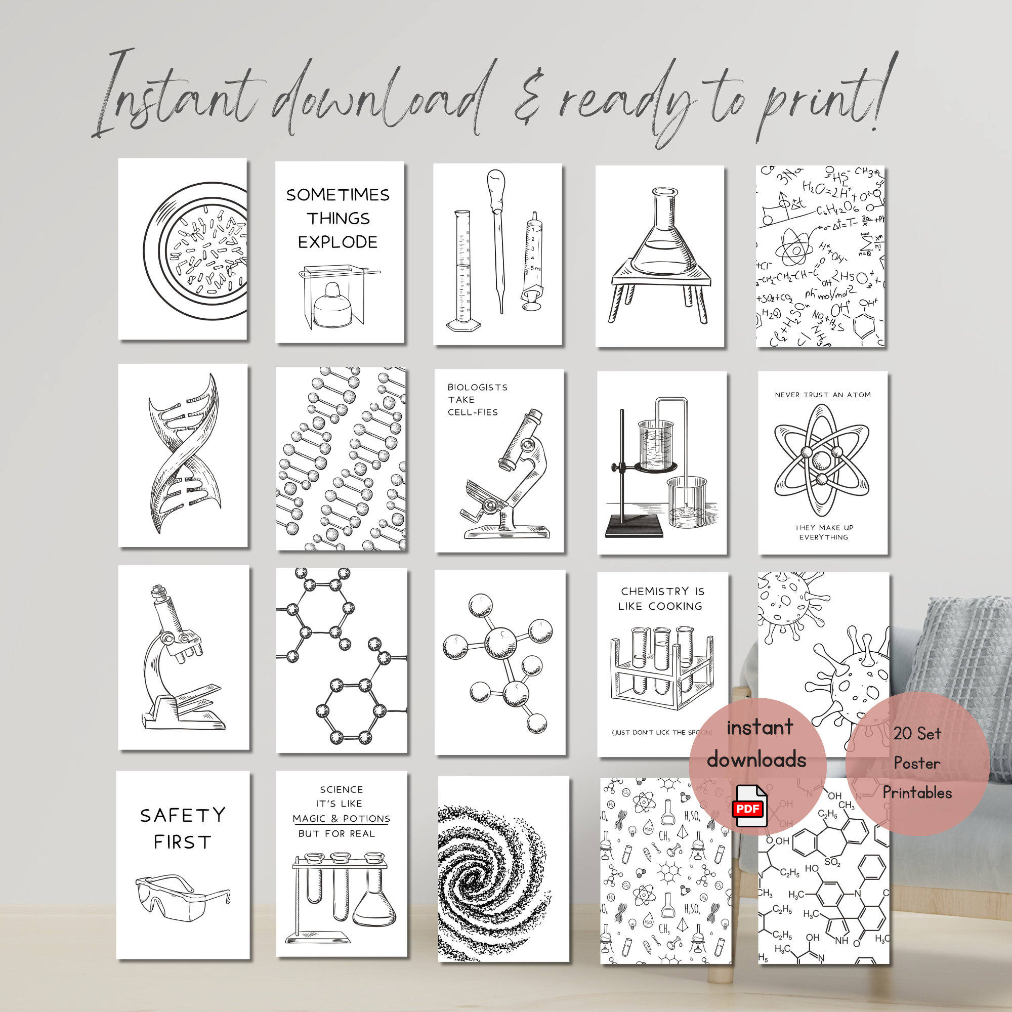 20 Science Prints Perfect for Classrooms, Laboratory, Chemistry ...