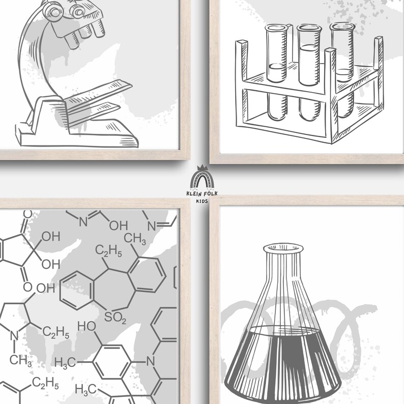 GRAY Science Classroom Decor Printable Poster Set of 12 Perfect ...
