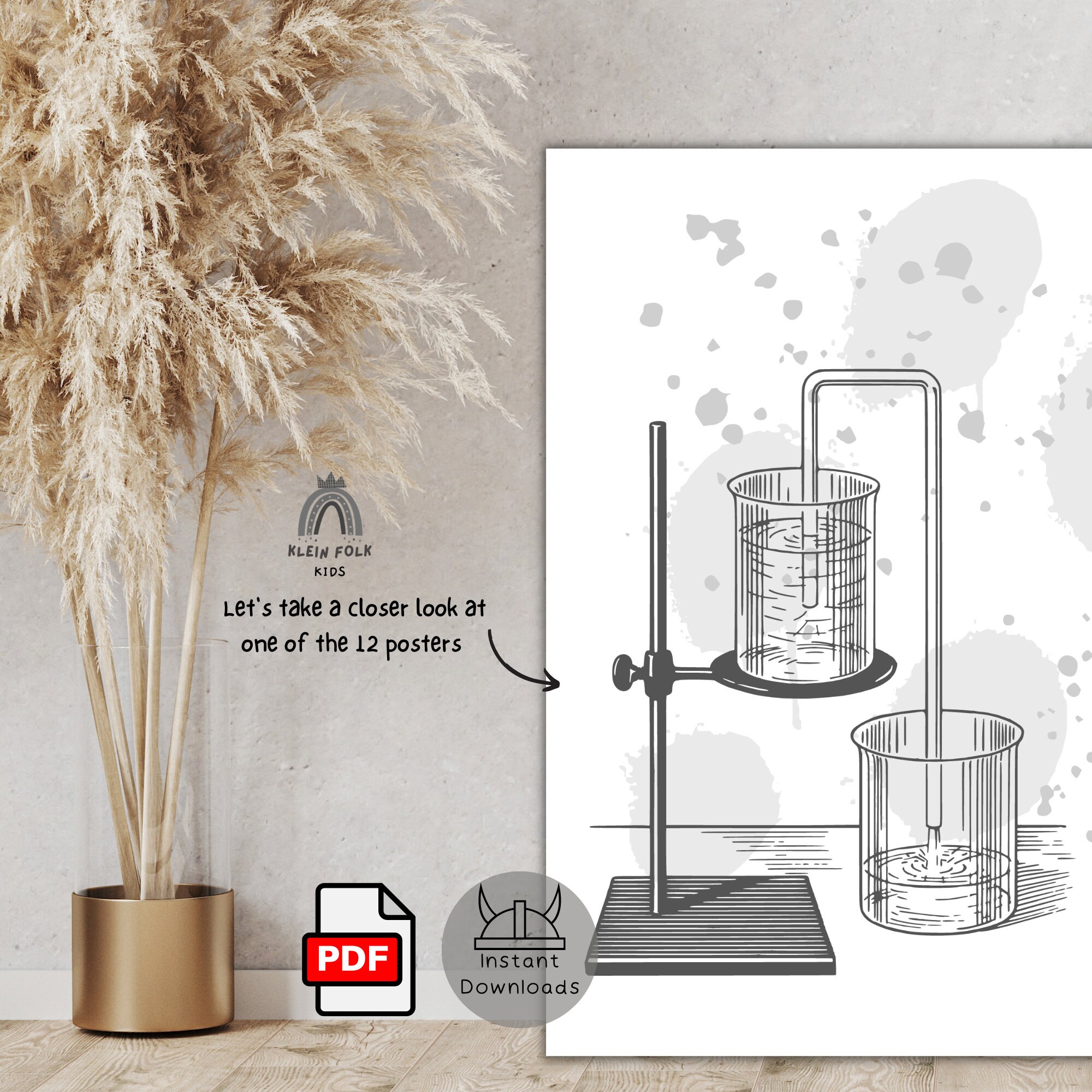 GRAY Science Classroom Decor Printable Poster Set of 12 Perfect ...